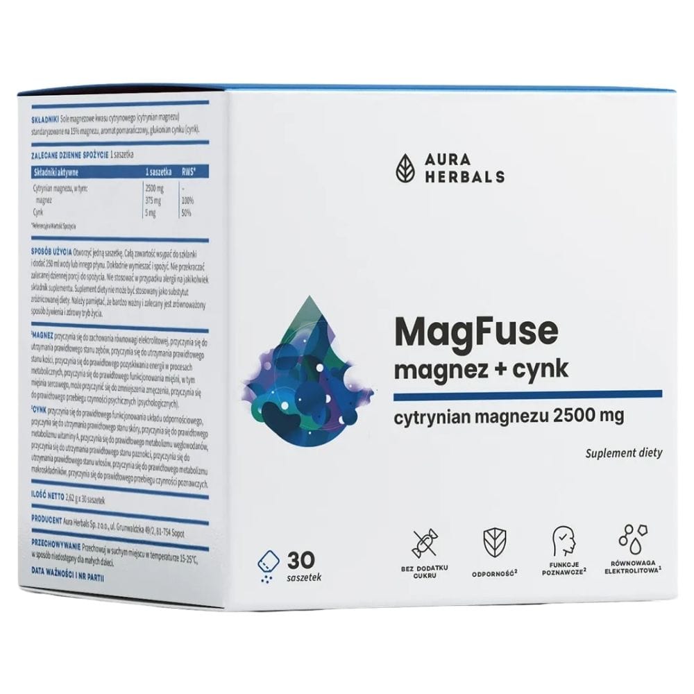Aura Herbals MagFuse: Magnesio + Zinco - 30 Bustine – Medpak