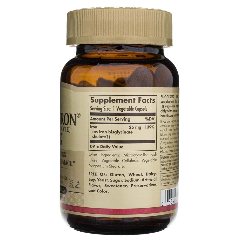 Solgar Ferro gentile 25 mg 90 Capsule vegetali | Medpak Shop
